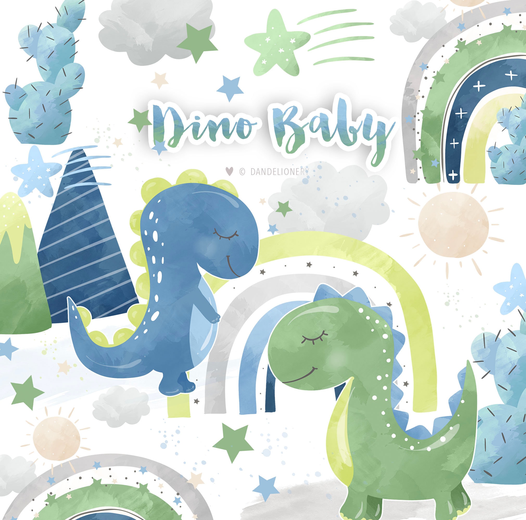 Watercolor Baby Dino Clipart Rainbow Baby Boy Clipart Baby - Etsy