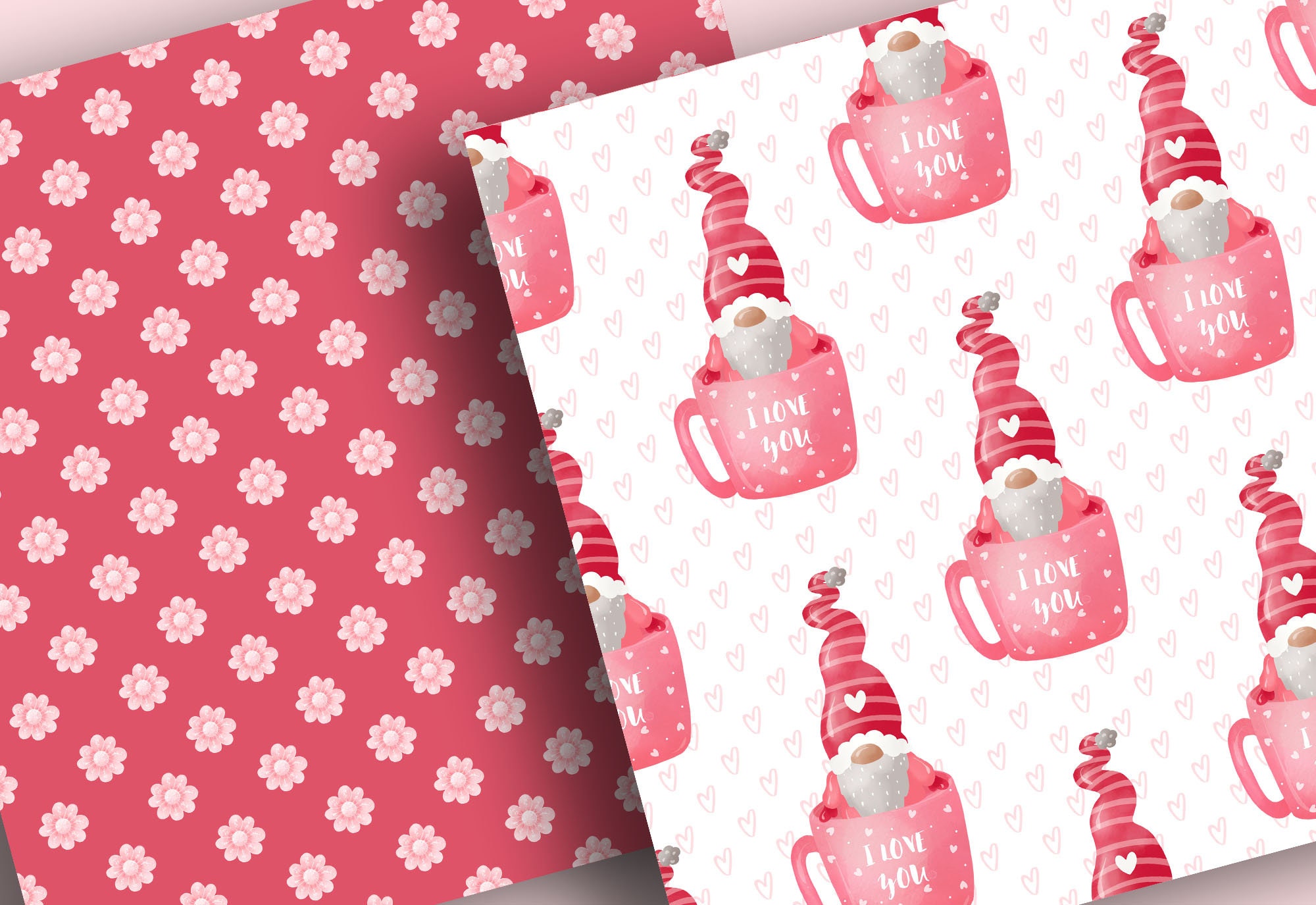 Valentine Gnomes Digital Paper Valentine Pattern Instant - Etsy