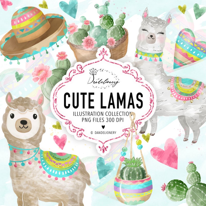 Llama Watercolor - Etsy