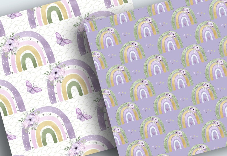 Watercolor Floral Rainbow Digital Paper Pack Rainbows Paper - Etsy