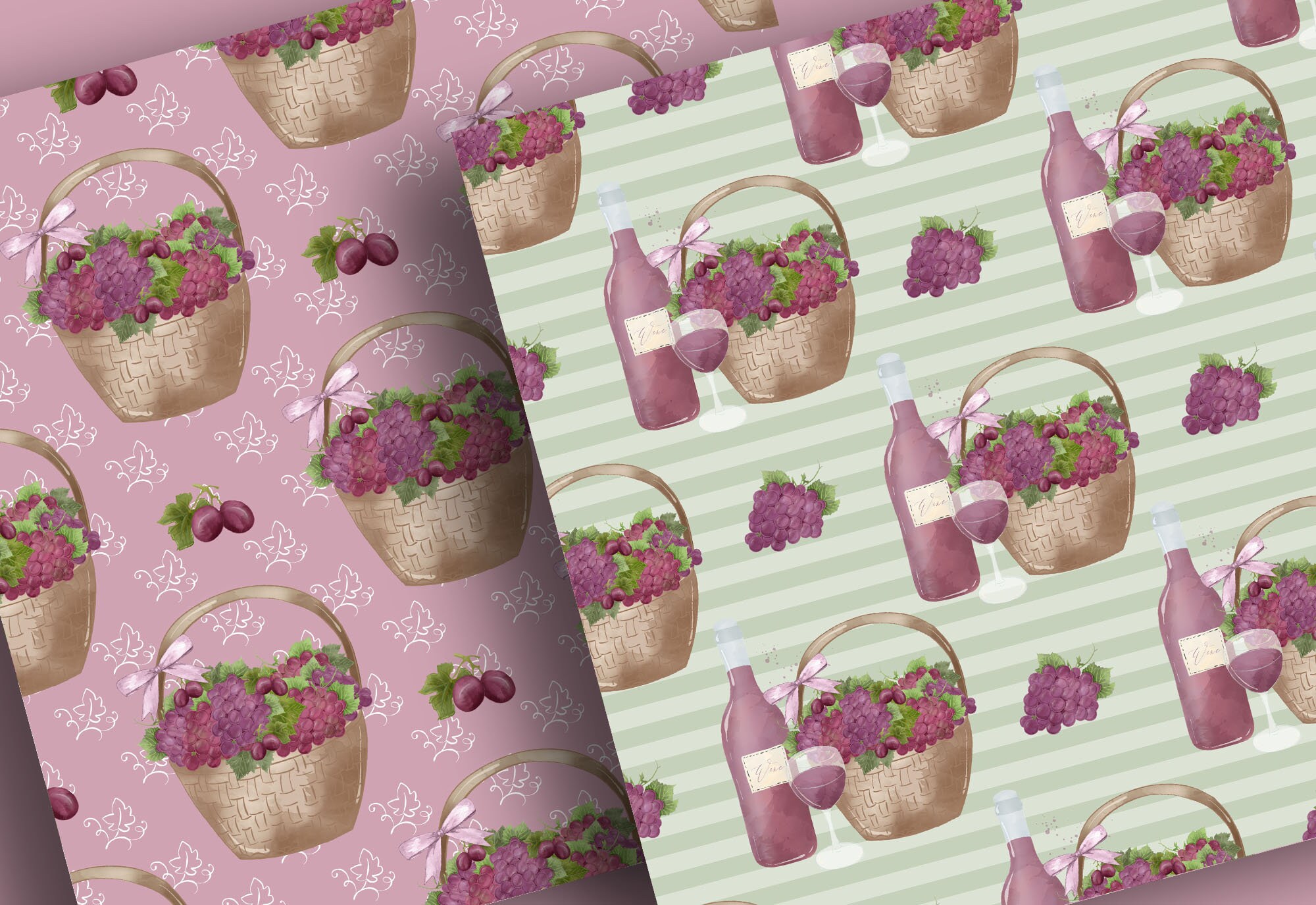Watercolor Grape Digital Paper Pack Fruit Pattern Wine Wine - Etsy