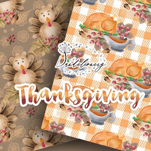 Watercolor Thanksgiving Digital Paper Pack, Autumn Leaves, Thanksgiving ...