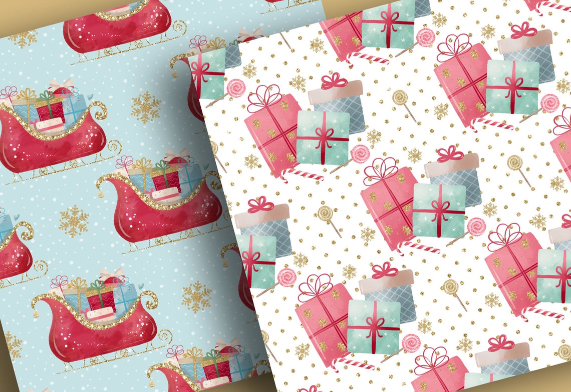 Christmas Gifts Presents Clipart Snowflakes Clipart Instant - Etsy