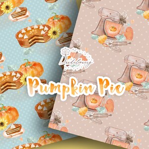 Watercolor Pumpkin Pie Digital Paper Pack, Autumn Leaves, Thanksgiving ...