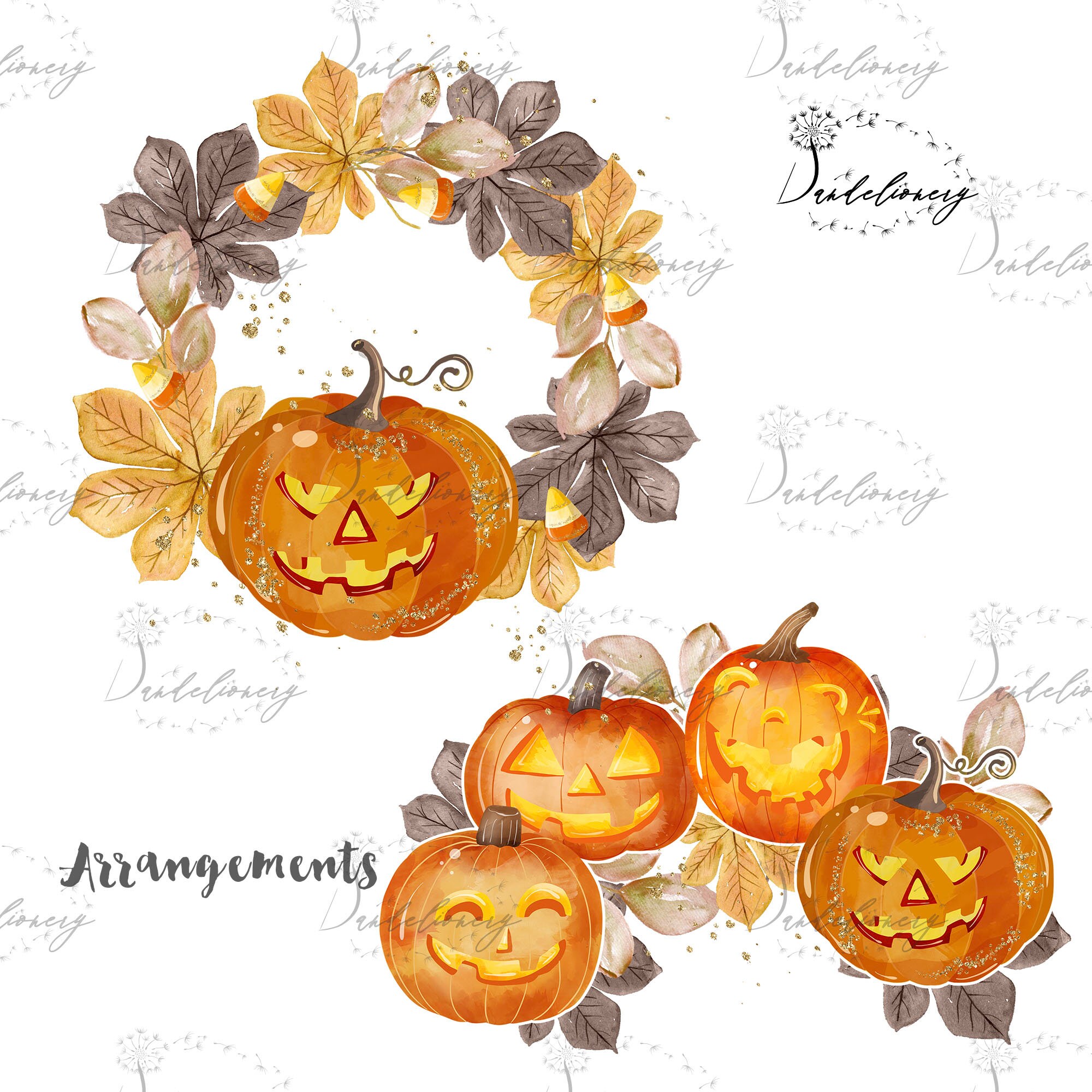 Watercolor Jack O Lantern Design Cute Halloween Clipart - Etsy