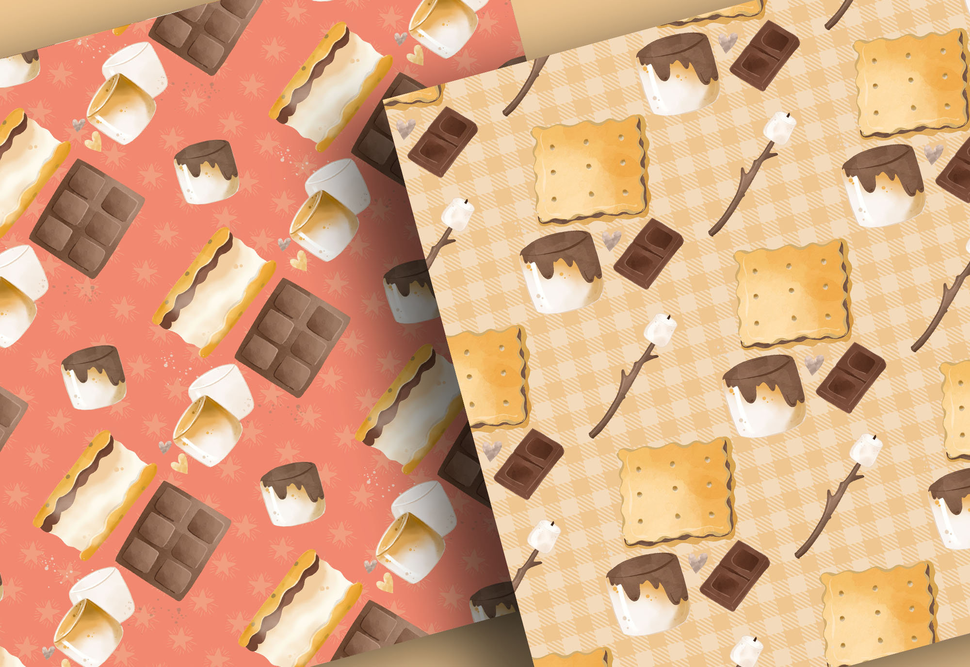 Smores Digital Paper Pack Smore's Pattern Camping Food - Etsy
