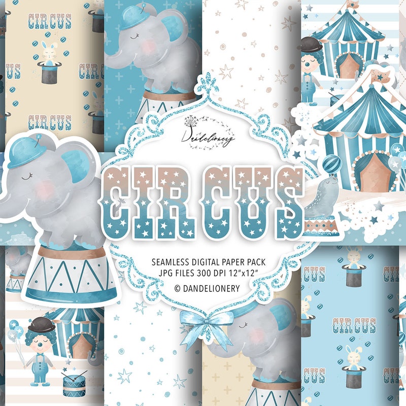 Circus Digital Paper - Etsy