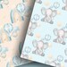 Watercolor Baby Elephant Digital Paper Pack Boy, Rainbows Digital Paper ...