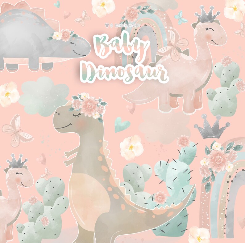 Watercolor Baby Dino Clipart Rainbow Baby Boy Clipart Baby | Etsy