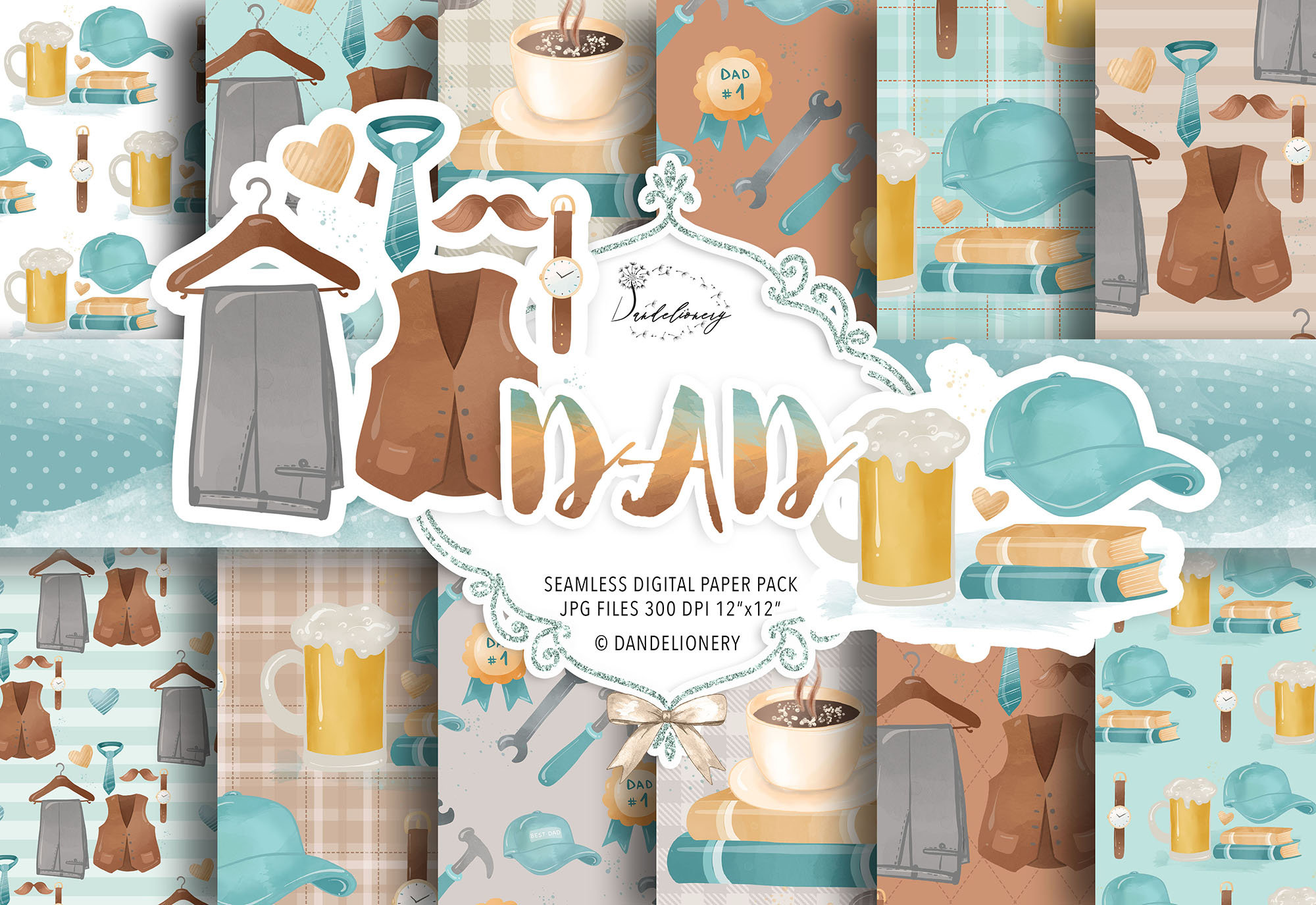 Best Dad Design Digital Paper Pack Daddy Pattern Dad | Etsy