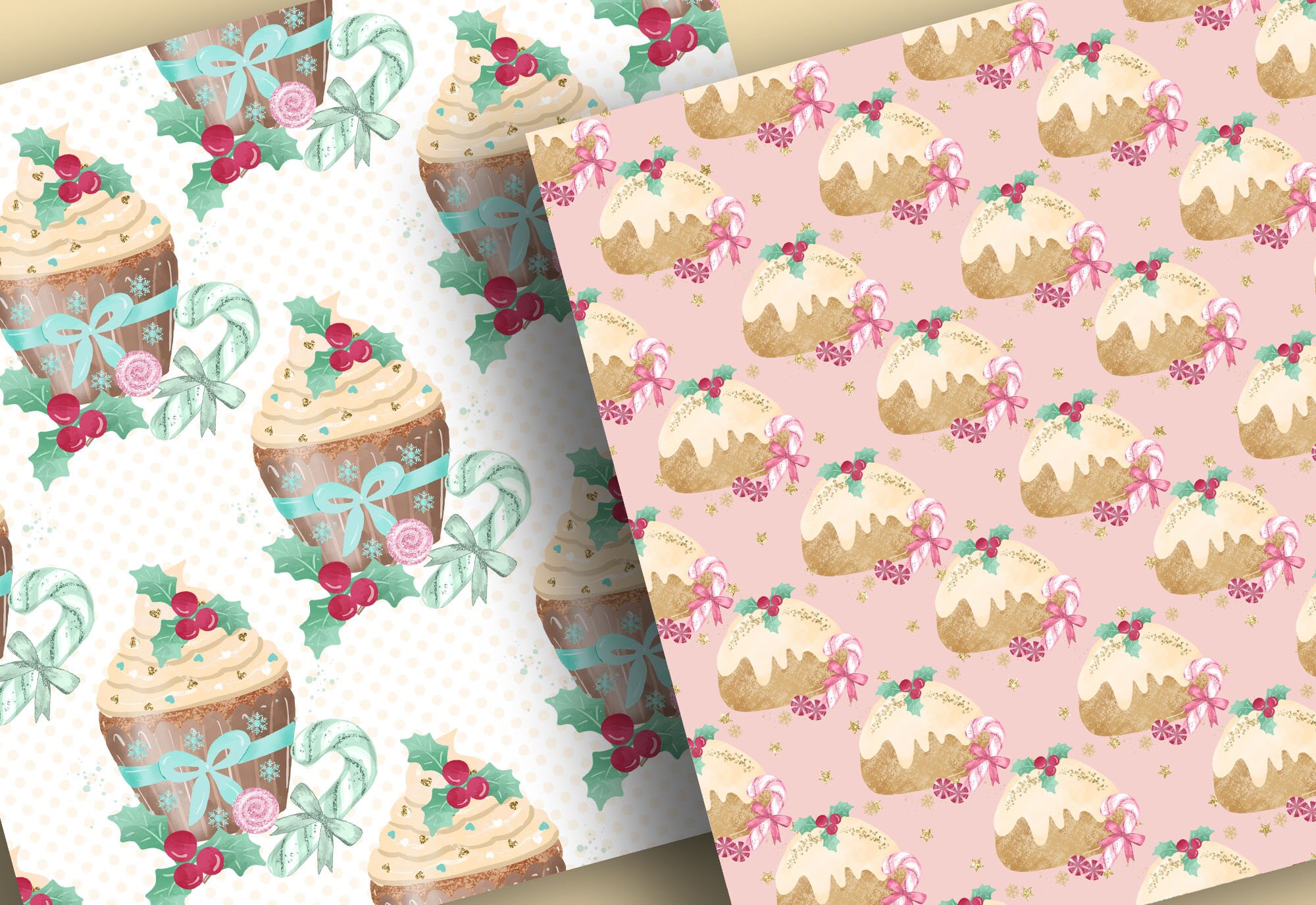 Christmas Sweets Digital Paper Pack Cute Candy Cane | Etsy