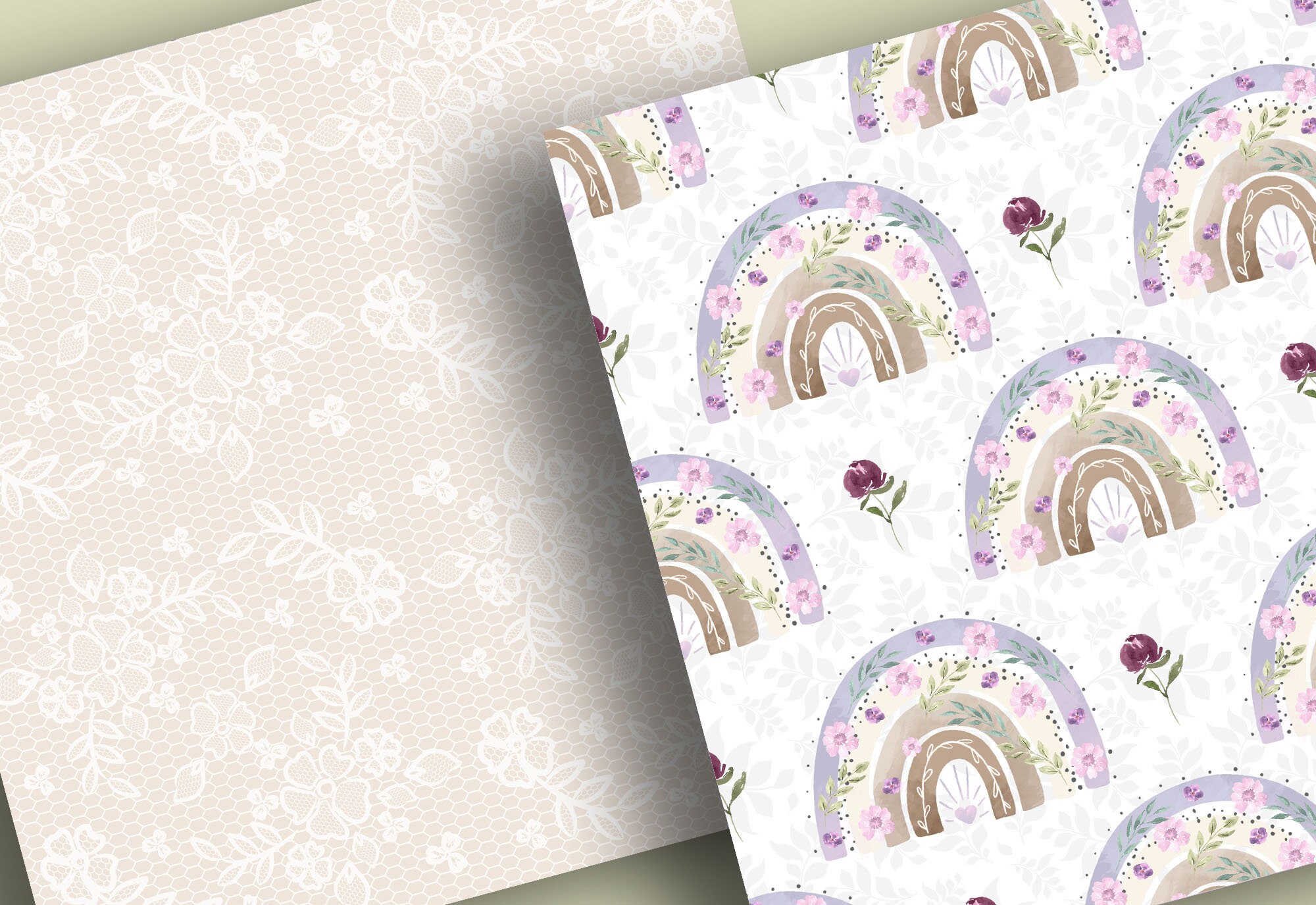 Watercolor Baby Elephant Purple Digital Paper Pack Rainbows - Etsy