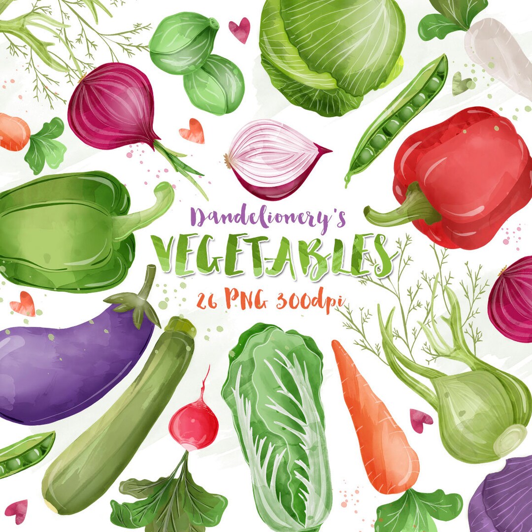 Watercolor Vegetables Clipart Healthy Food Download Onion - Etsy
