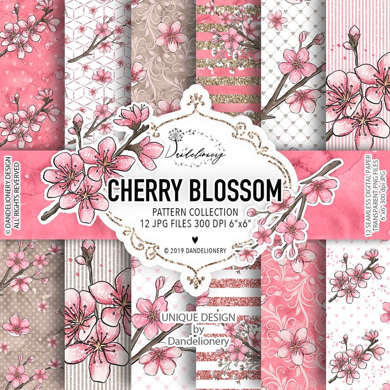 Cherry Digital Paper - Etsy