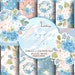 Watercolor Powder Blue Digital Paper Pack, Garden, Flower Clip Art ...