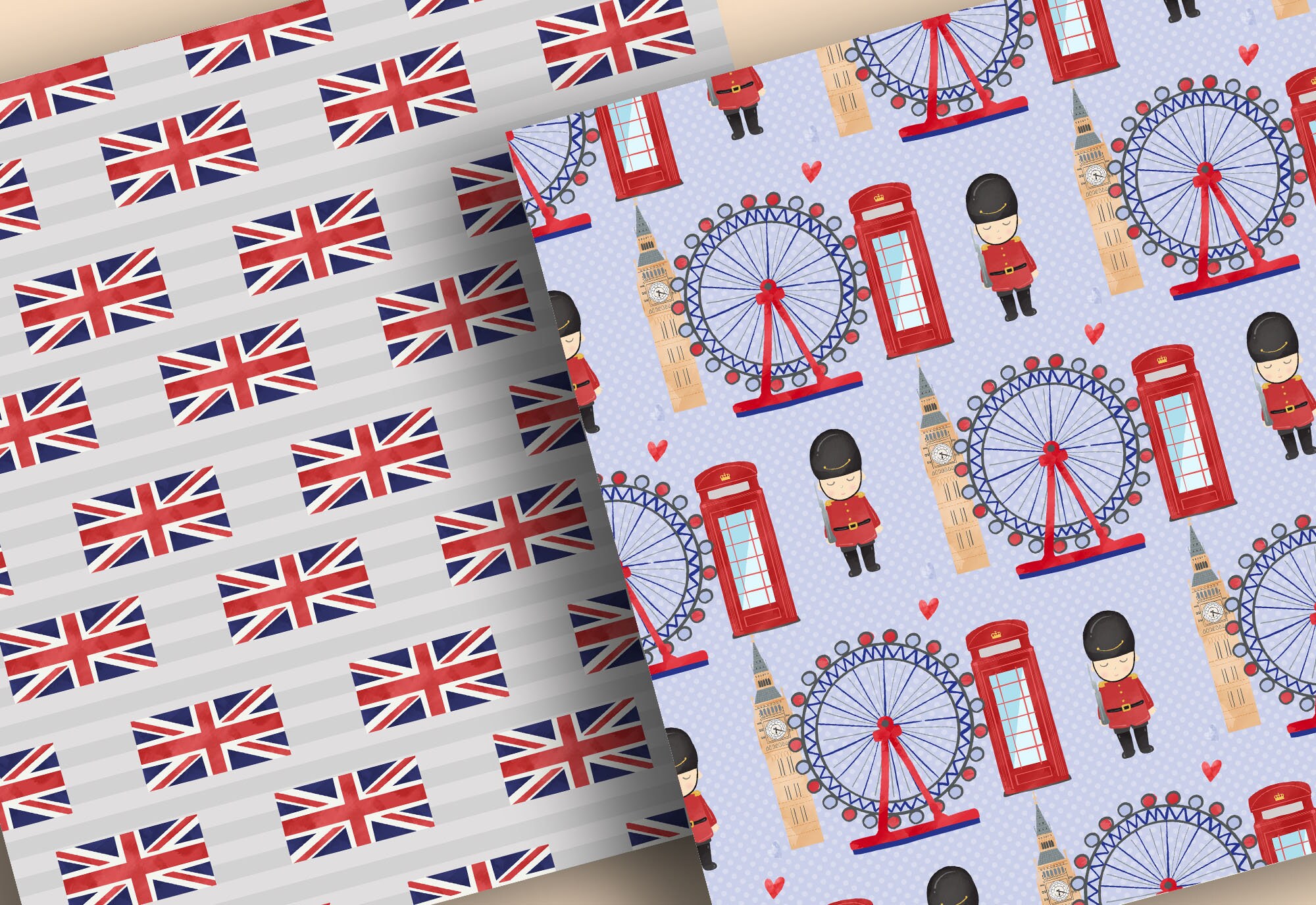 Watercolor I Love London Digital Paper Pack London Pattern - Etsy