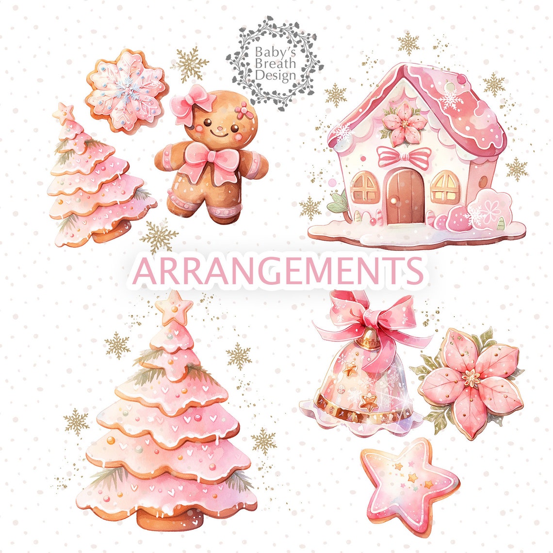 Watercolor Gingerbread Cookie Digital Design, Xmas Clipart, Christmas ...