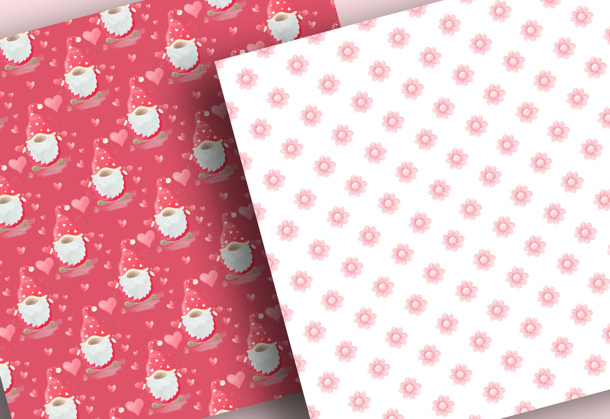 Valentine Gnomes Digital Paper Valentine Pattern Instant - Etsy