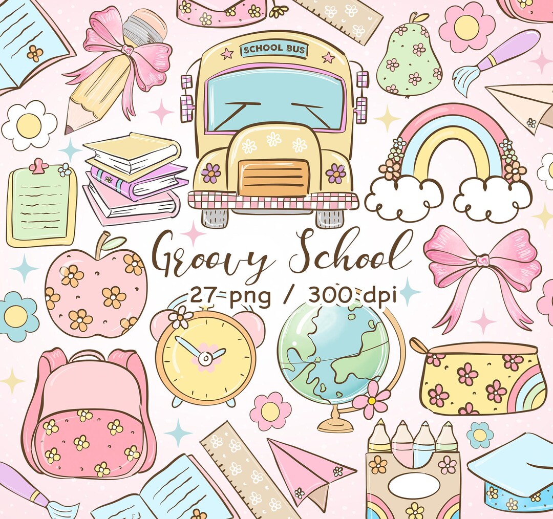 Groovy School Png Clipart Retro Back to School Groovy Teacher Education ...