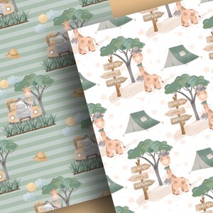 Safari Jungle Digital Paper Pack, Baby Animals Pattern, Baby Paper ...