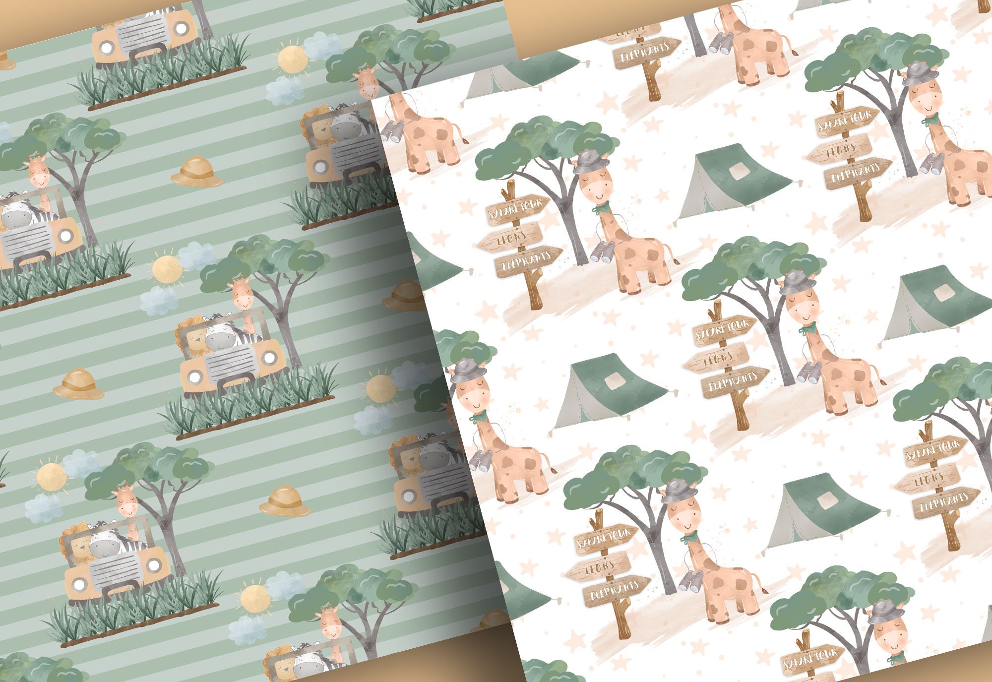 Paquete de papel digital Safari Jungle patrón de animales - Etsy España
