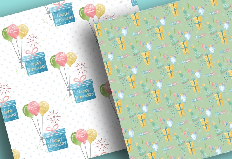 Watercolor Birthday Digital Paper Pack, Party, Kids Birthday, Printable ...