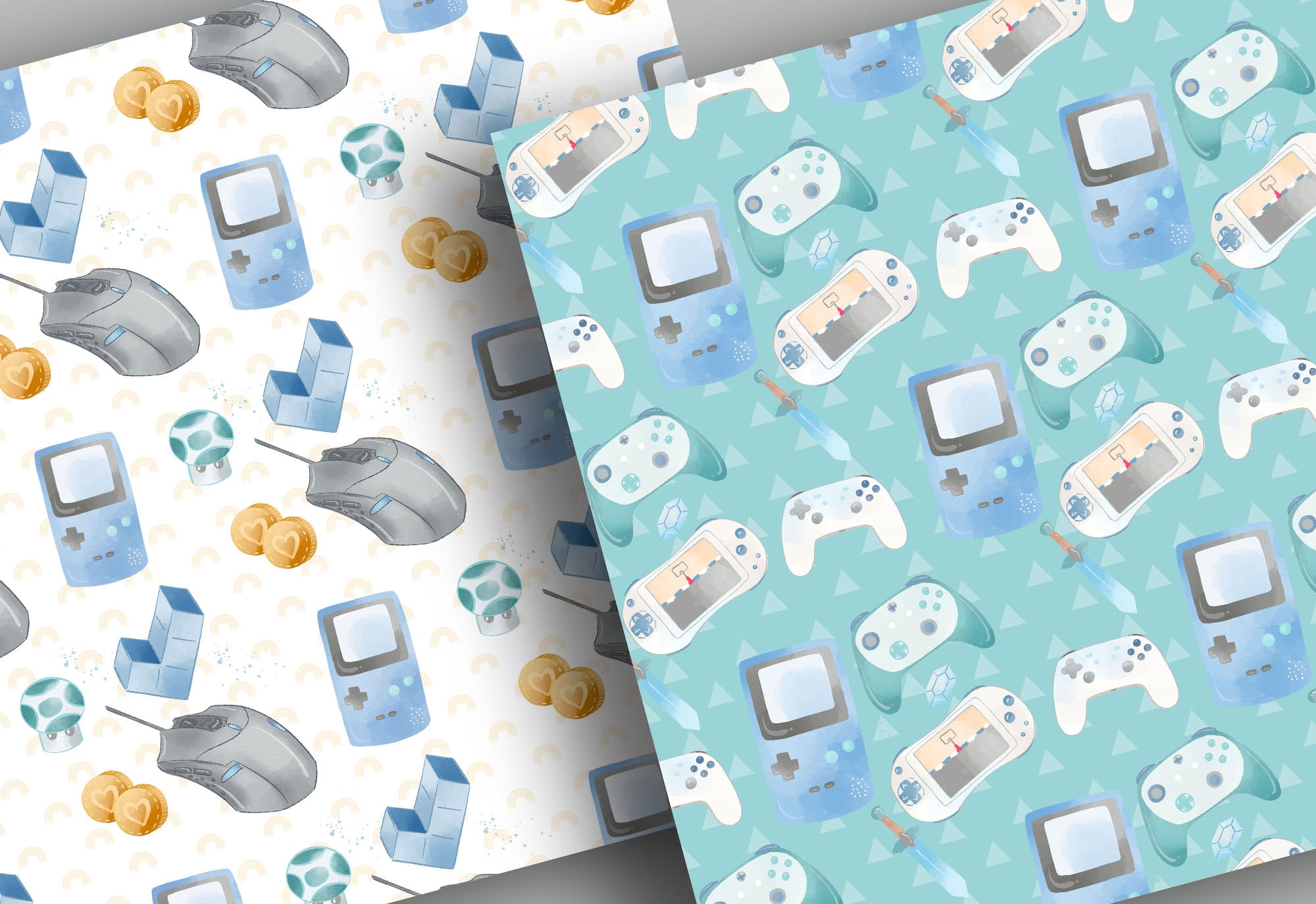 Watercolor Gamer Digital Paper Pack - Etsy