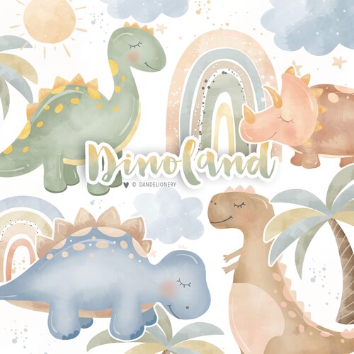 Watercolor Baby Dino Clipart Rainbow Baby Boy Clipart Baby - Etsy