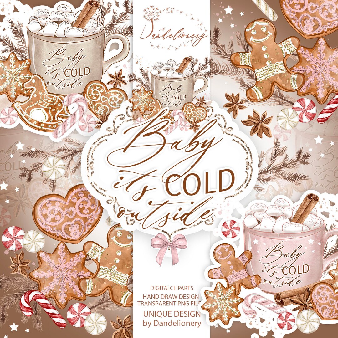 Gingerbread Watercolor Clipart, Christmas Clipart, Cute Gingerbread ...
