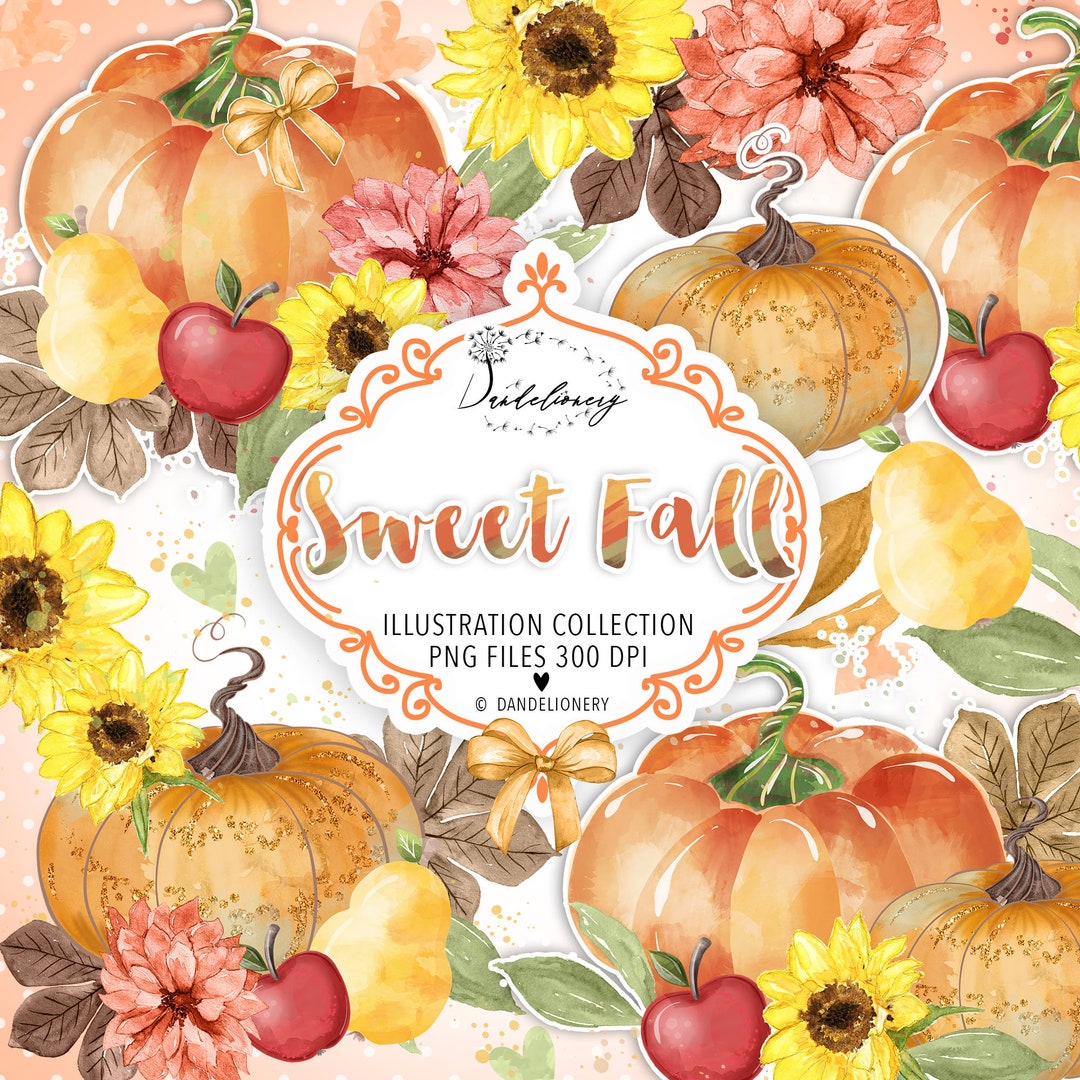 Sweet Fall Pumpkin Design, Thanksgiving Stickers, Autumn, Fall, Clip ...