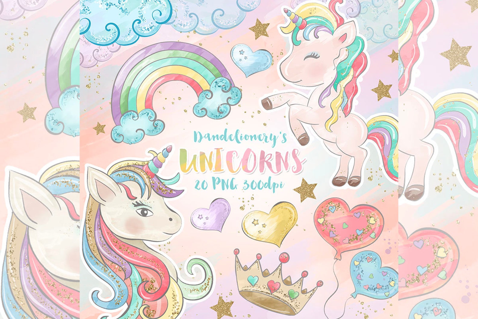 Watercolor Unicorns II. Clipart Rainbow Unicorns Download - Etsy Canada