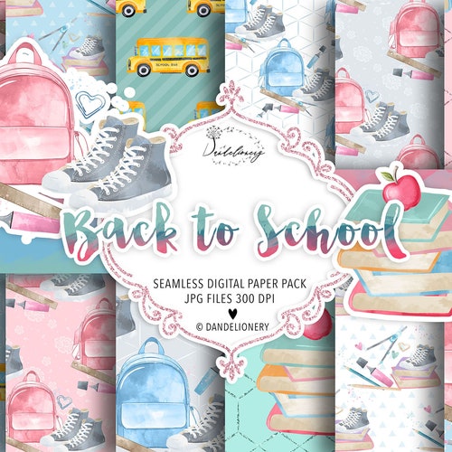 Back to School Digital Paper Pack School Backpack - Etsy
