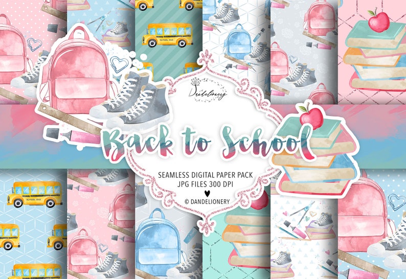 Back to School Digital Paper Pack School Backpack - Etsy