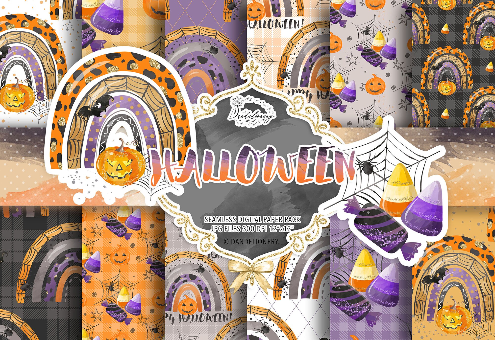 Papercraft Boo natural color spider digital paper pumpkin halloween ...