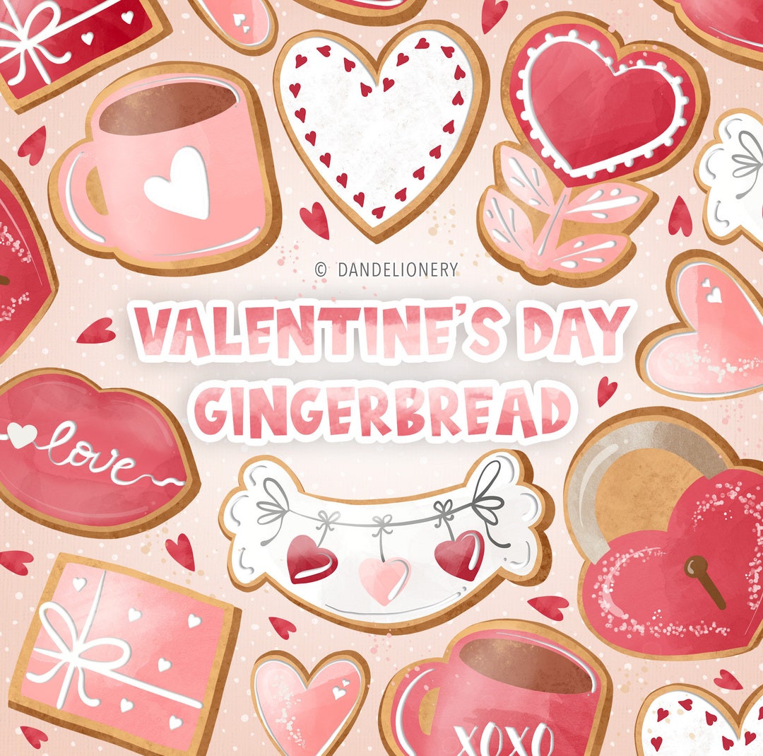 Valentines Gingerbread Design, Valentine Clipart, Hot Chocolate ...