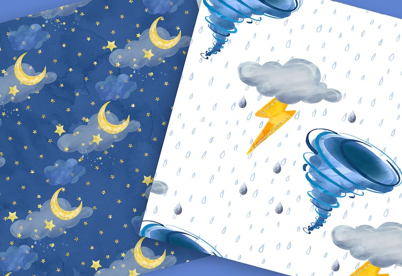 Watercolor Weather Digital Paper Pack Clouds Download - Etsy
