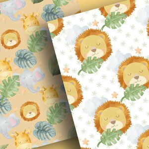 Safari Jungle BABY Digital Paper Pack, Baby Animals Clipart, Baby ...