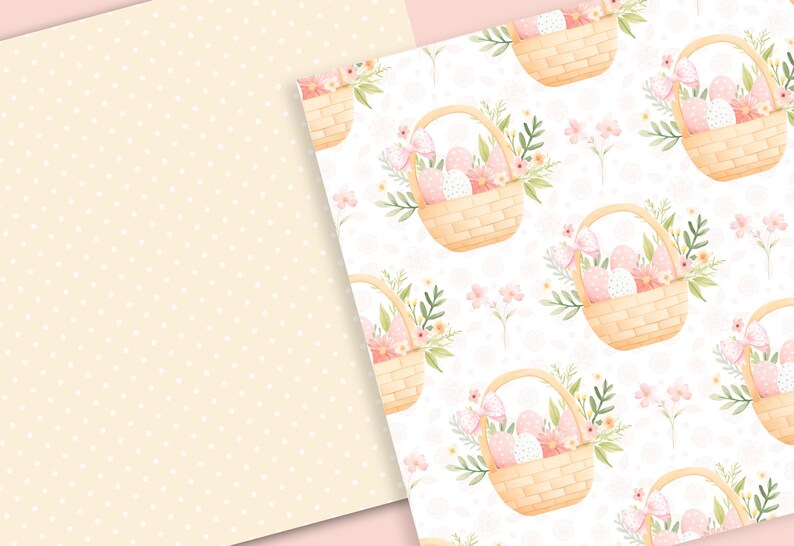 Watercolor Happy Easter Digital Paper Pack, Spring Pattern, Romantic ...