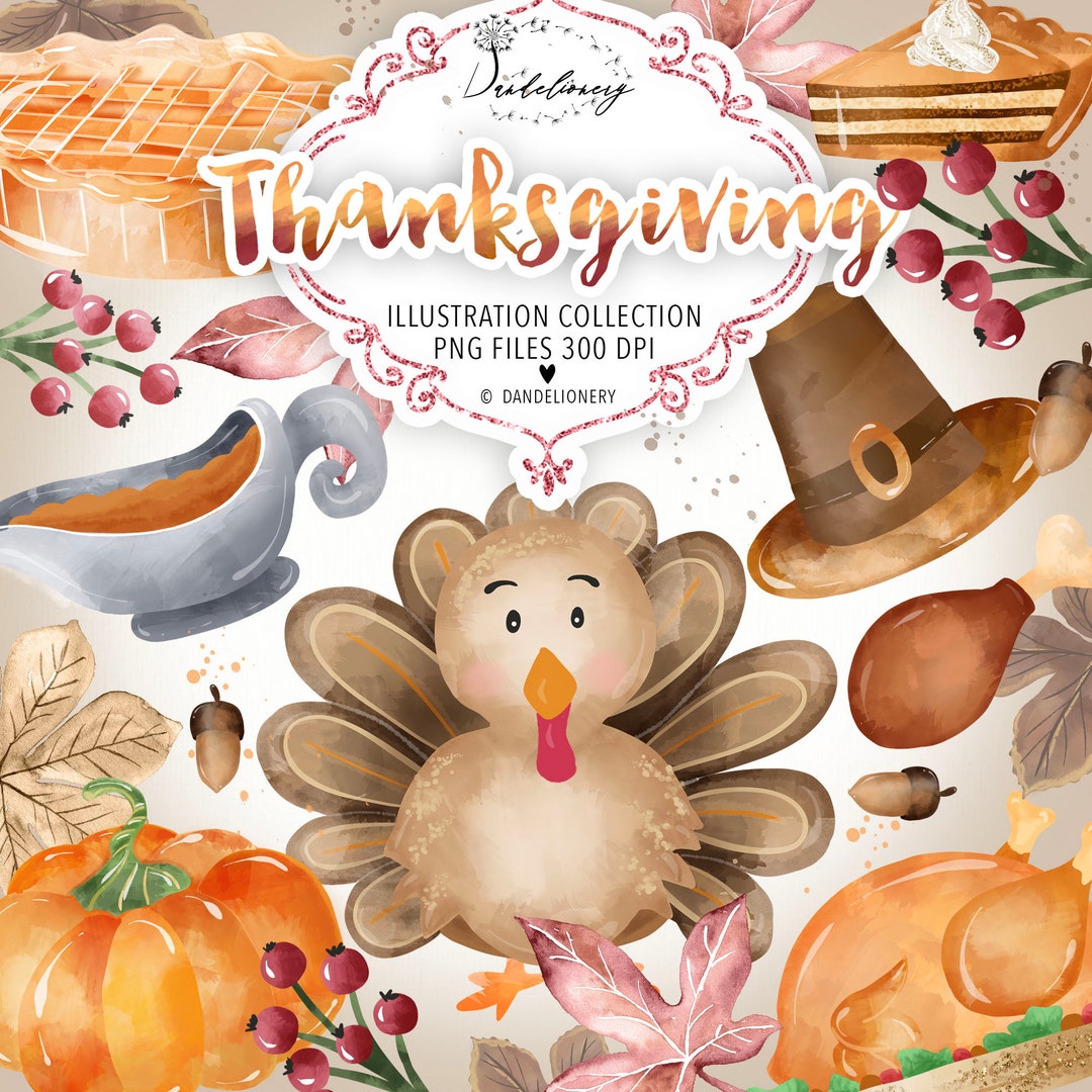 Watercolor Thanksgiving Design, Autumn Leaves, Thanksgiving Clipart ...