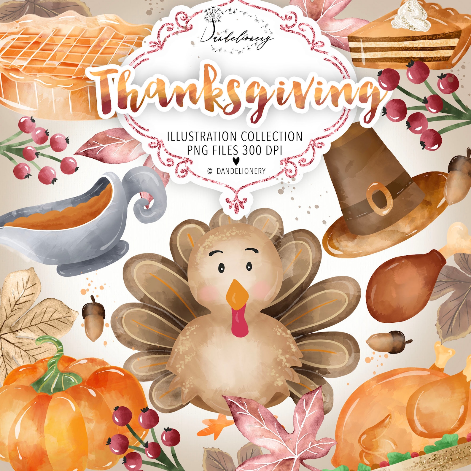 Watercolor Thanksgiving Design Autumn Leaves Thanksgiving - Etsy