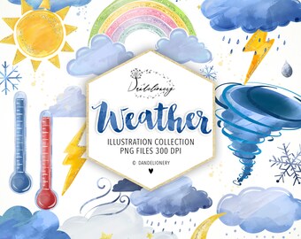 Weather Clipart, Cute Weather Clip Art, Storm Clouds, Sun Clipart ...