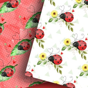 Watercolor Sweet Ladybug Digital Paper Pack, Ladybug Download, Instant ...