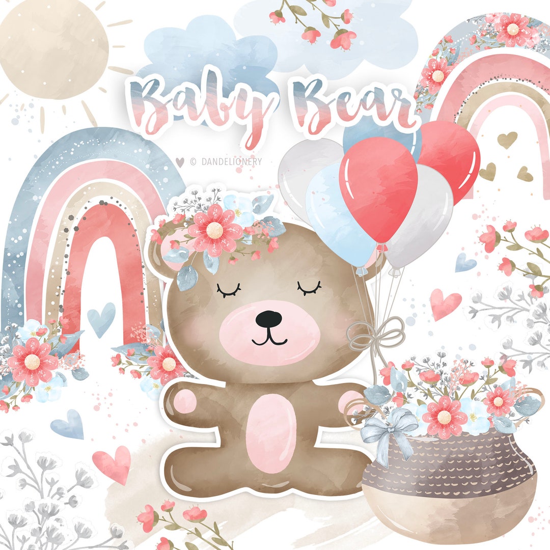 Rainbow Baby Bear Design, Rainbows Clipart, Baby Clipart, Natural Color ...