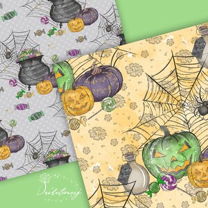 Cute Halloween Digital Paper Pack, Cute Halloween Pattern, Halloween ...
