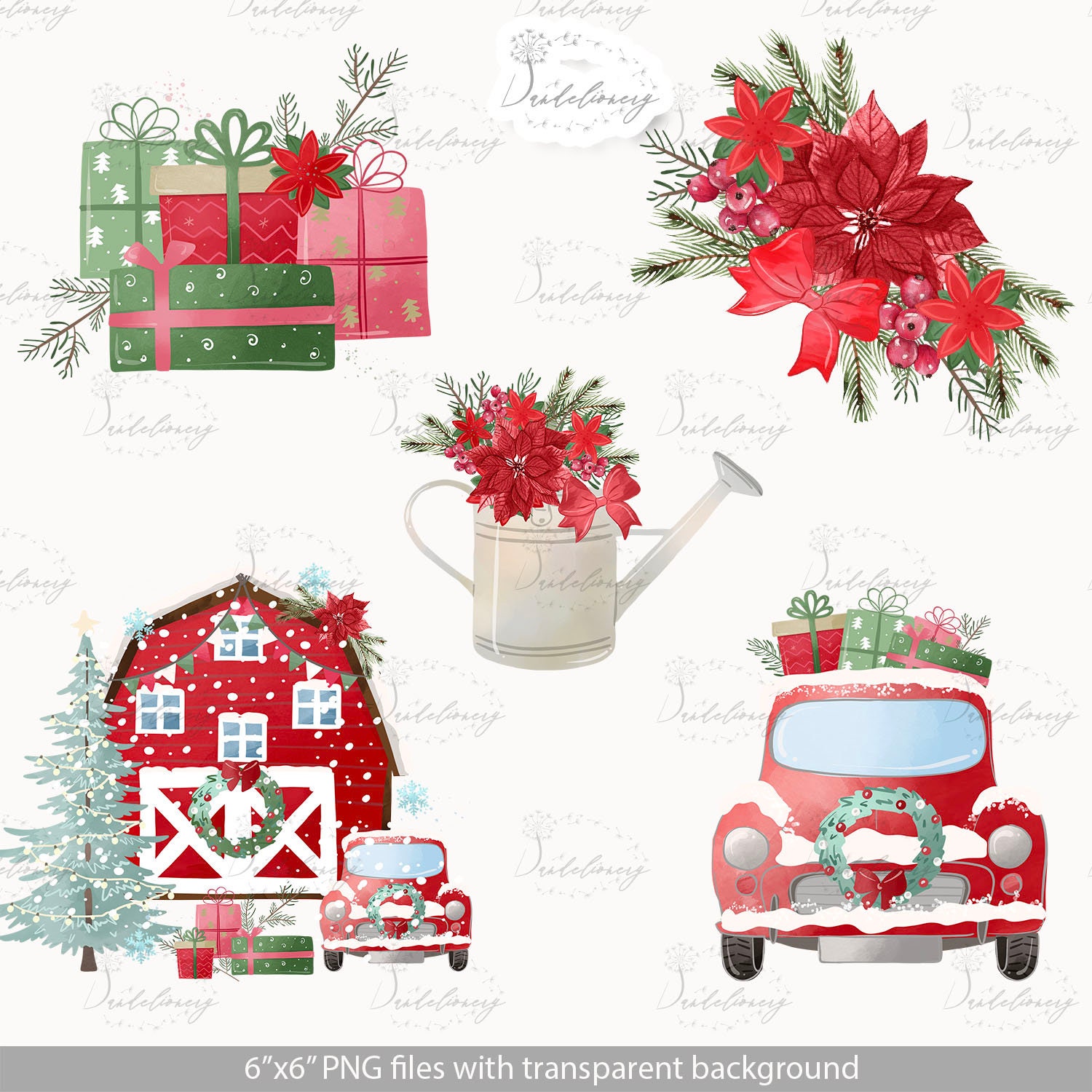 Farm Holiday Design Presents Clipart Snowflakes Clipart - Etsy
