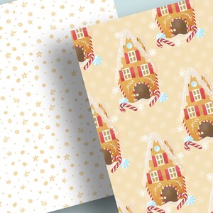 Gingerbread House Digital Paper Pack, Cute, Candy Cane, Christmas ...