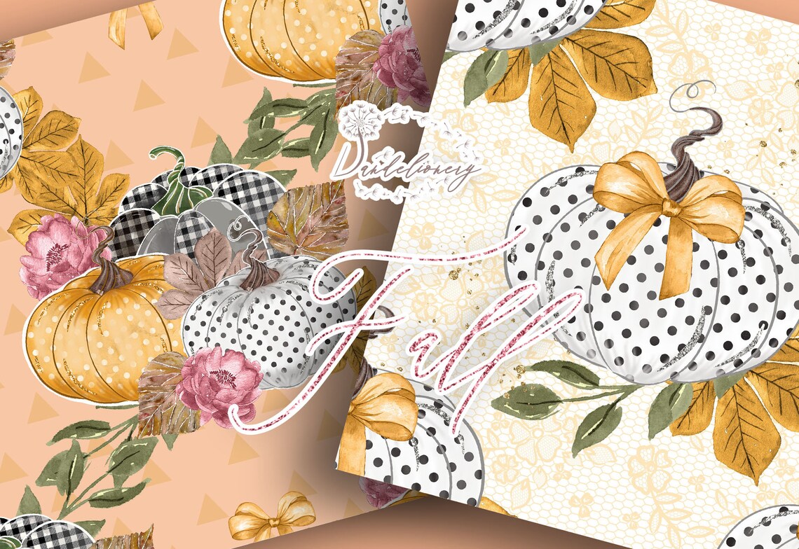 Fall Pumpkin II. Digital Paper Pack Thanksgiving Stickers | Etsy
