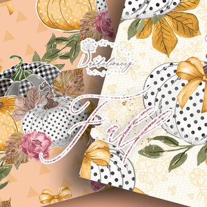 Fall Pumpkin II. Digital Paper Pack, Thanksgiving Stickers, Autumn ...