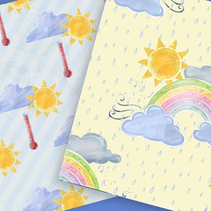 Watercolor Weather Digital Paper Pack, Clouds Download, Instant ...