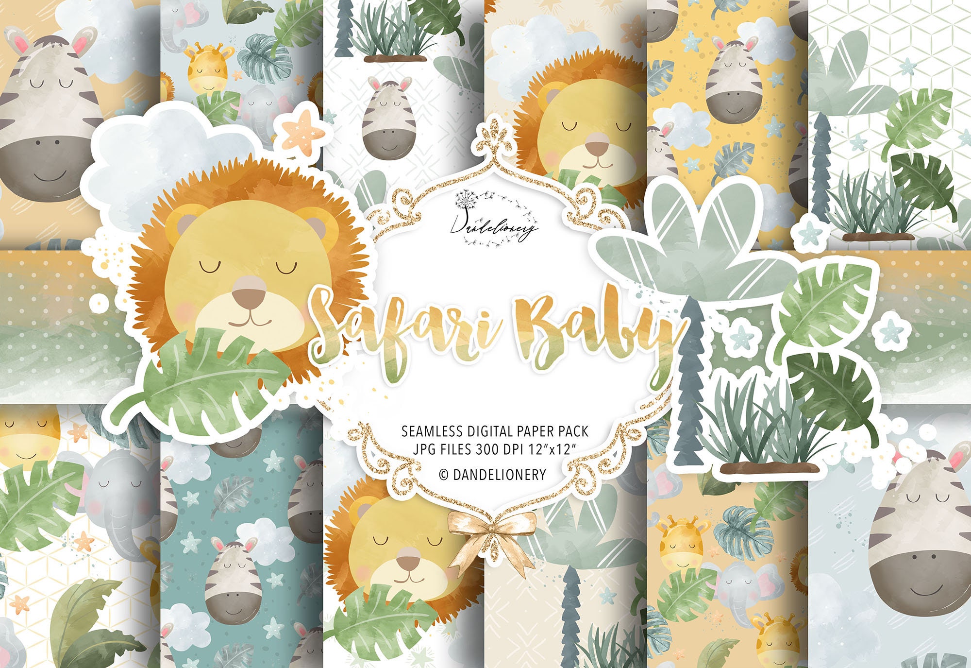 Safari Jungle BABY Digital Paper Pack Baby Animals Clipart - Etsy